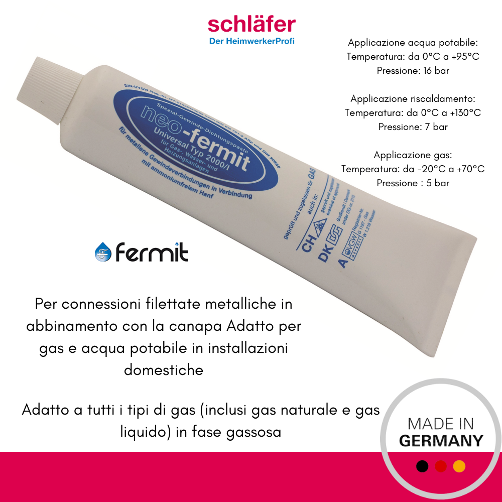 Schläfer 1858 | Pasta Sigillante Idraulica Neo Fermit per Filetti e ...