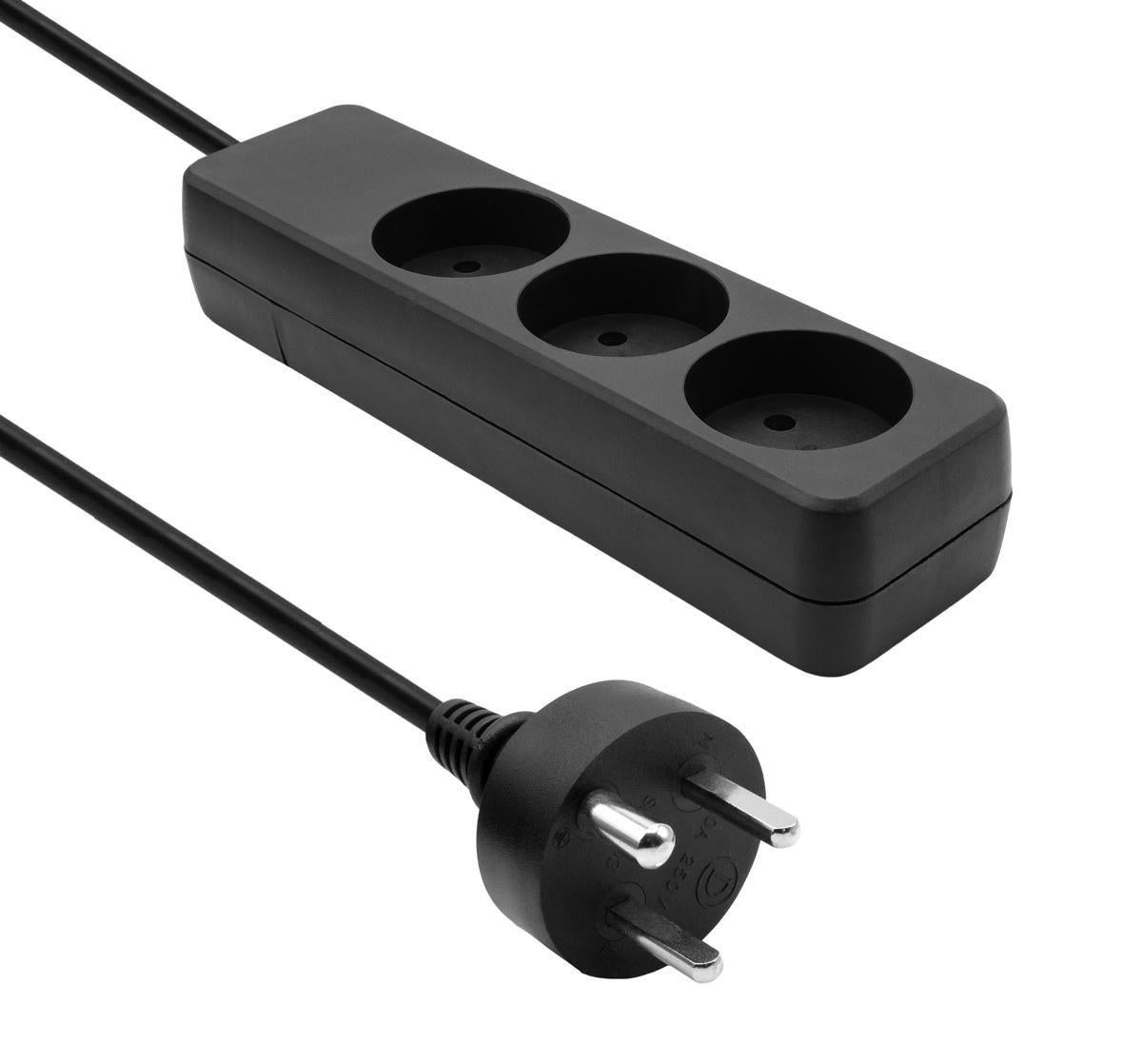 Danish Power Strip 3-way 3M - IT Black - Warranty: 360M | Leroy Merlin
