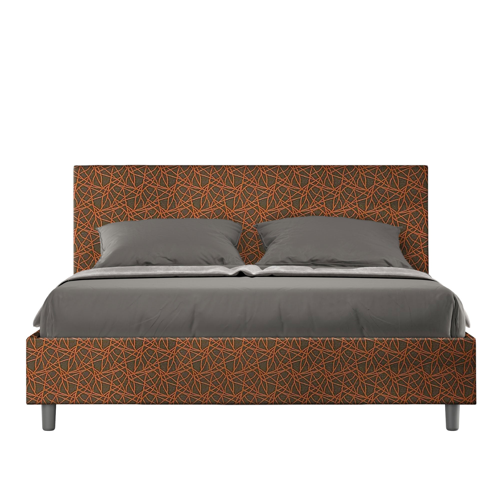 Lit double avec double conteneur surélevé, rembourré 160x190 en tissu ...