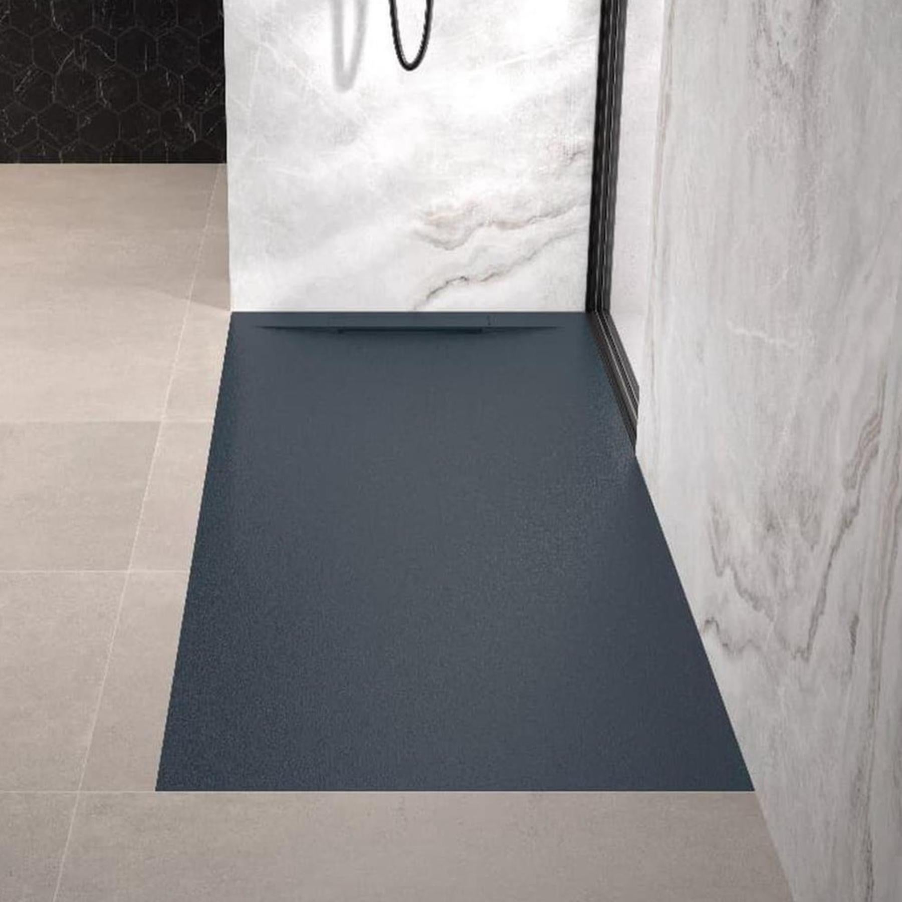 Receveur de douche Kineline bonde côté L 160x90 gris anthracite texture ...