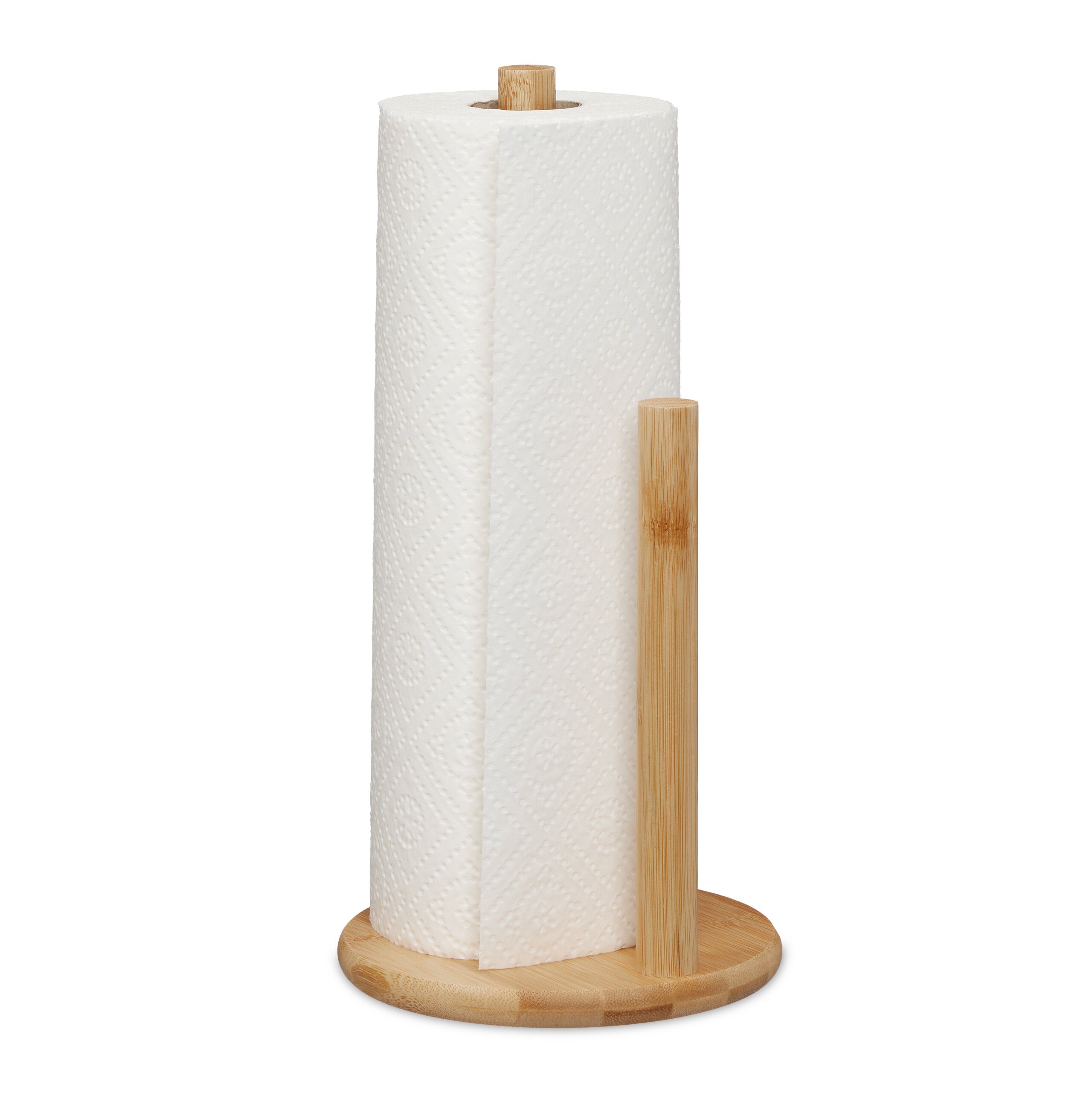 Portarrollos Cocina Vertical, Bambú, Soporte Rollos con Tope, 28 x 14,5 ...