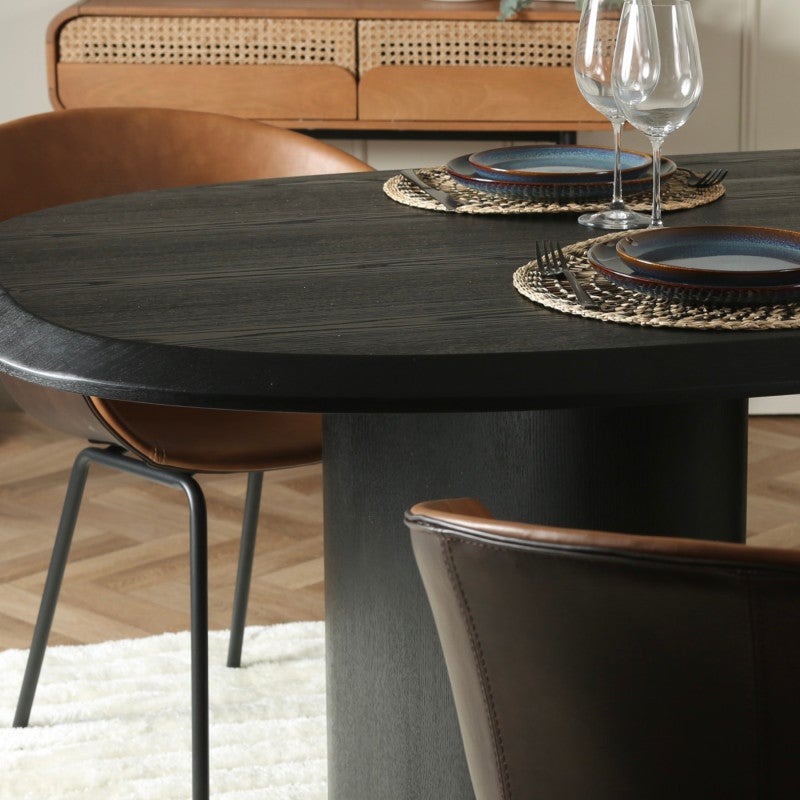 Tirano - Table à manger 8 personnes ovale en bois - Noir | Leroy Merlin