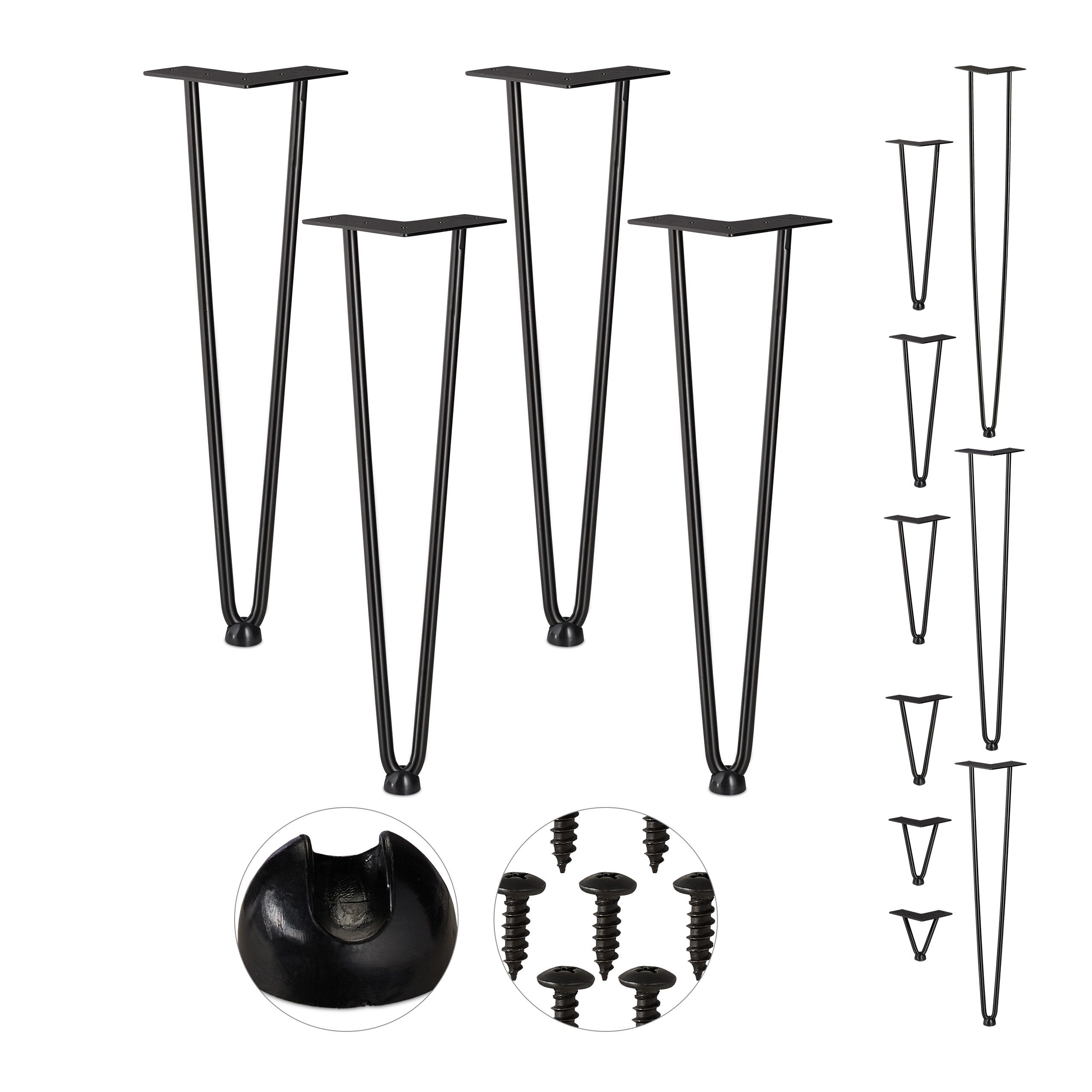 Relaxdays Gambe da Tavolo, Set da 4, 2 Aste, Metallo, Piedi Mobili a ...