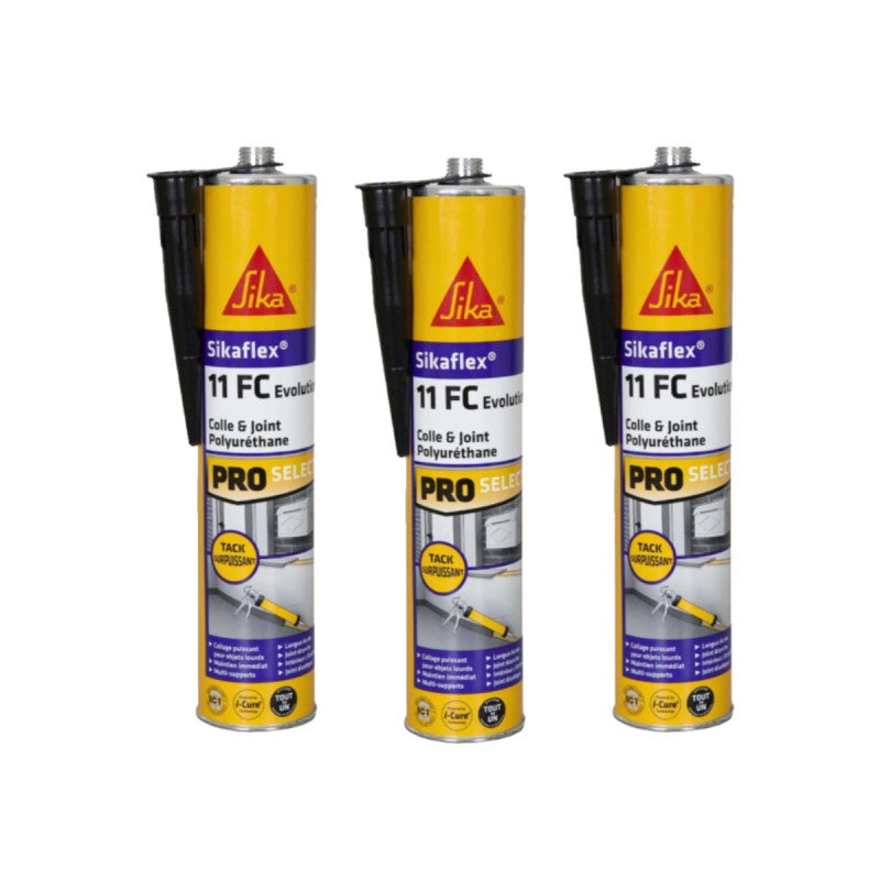 Lot de 3 mastics colle SIKA Sikaflex 11 FC+ Evolution - Noir - 300ml ...