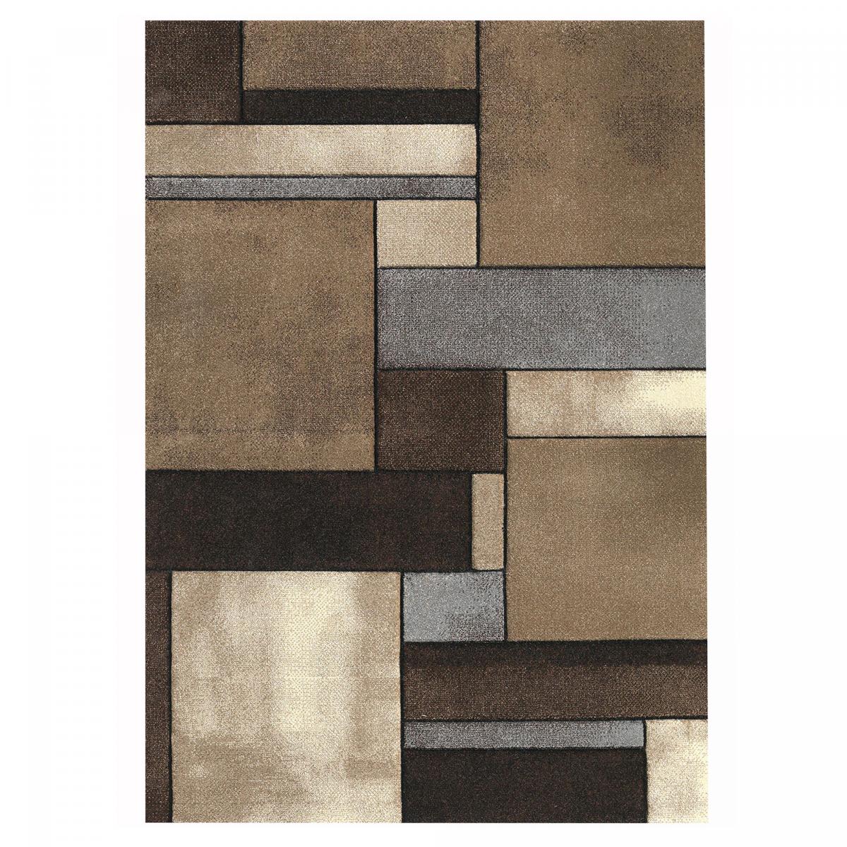 Tapis grand salon 280x380 tissé beige rectangle motif géométrique LYN8 ...