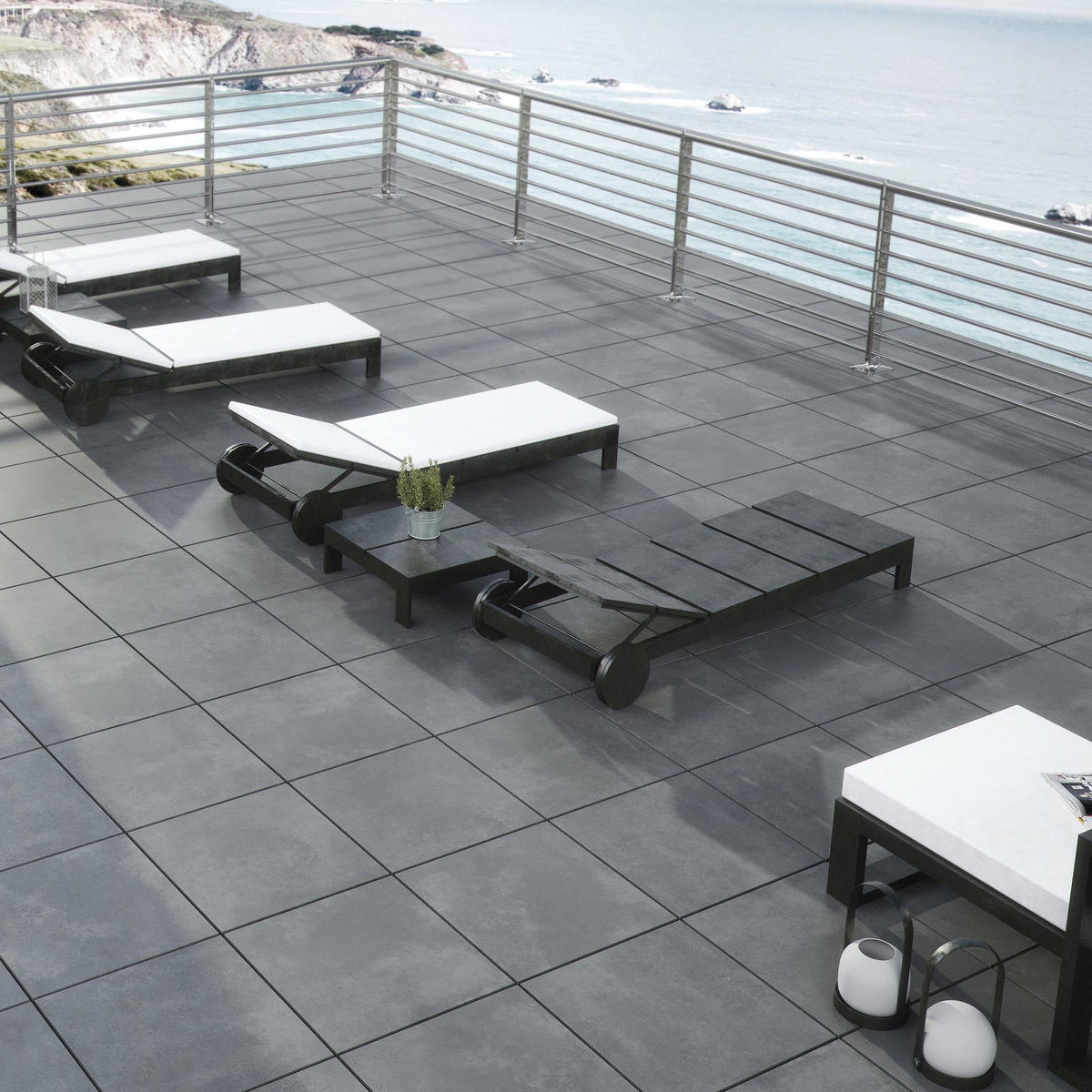 Dalle extérieur sur plots Design 2.0 anthracite R11 60x120 cm - Reflex ...