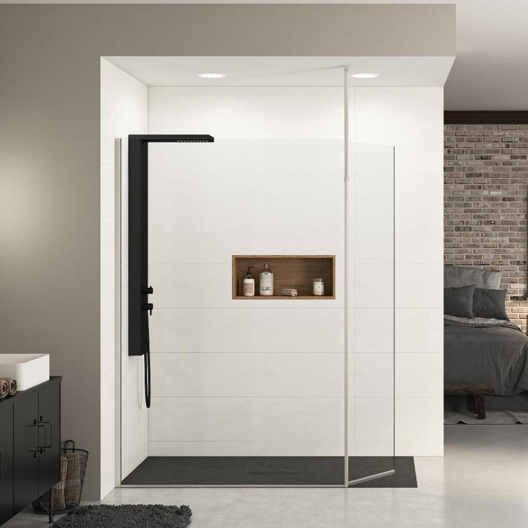 Parete doccia fissa e 1 persiane girevole EKINOX Duo muro fisso 90 cm ...