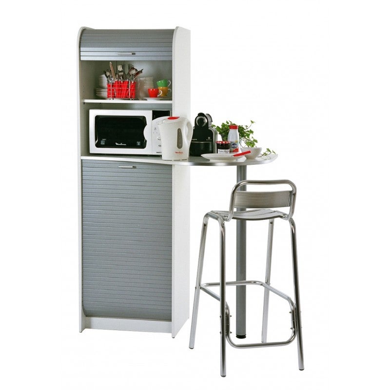 Grand meuble micro onde + table fixe blanc et gris Nantes | Leroy Merlin