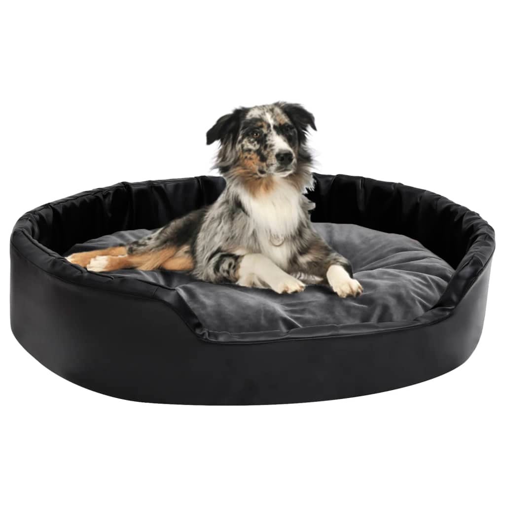 Lit chiens | Lit pour animal Noir et gris foncé 90x79x20 cm Peluche et ...