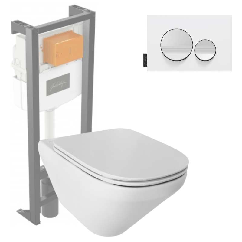Pack WC suspendu sans bride JACOB DELAFON Modern Life + abattant + bâti ...
