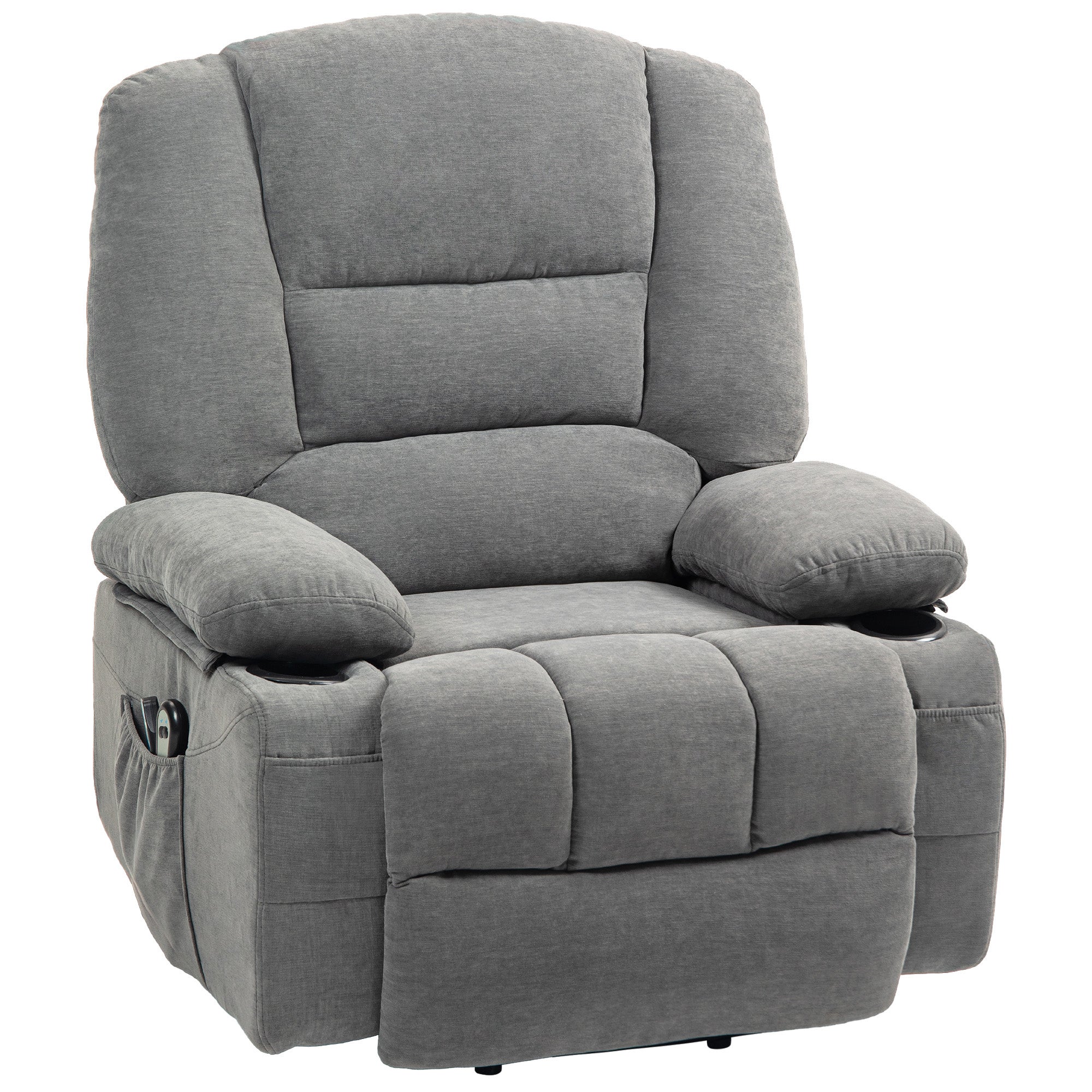 Fauteuil releveur électrique massant chauffant inclinable tissu gris ...