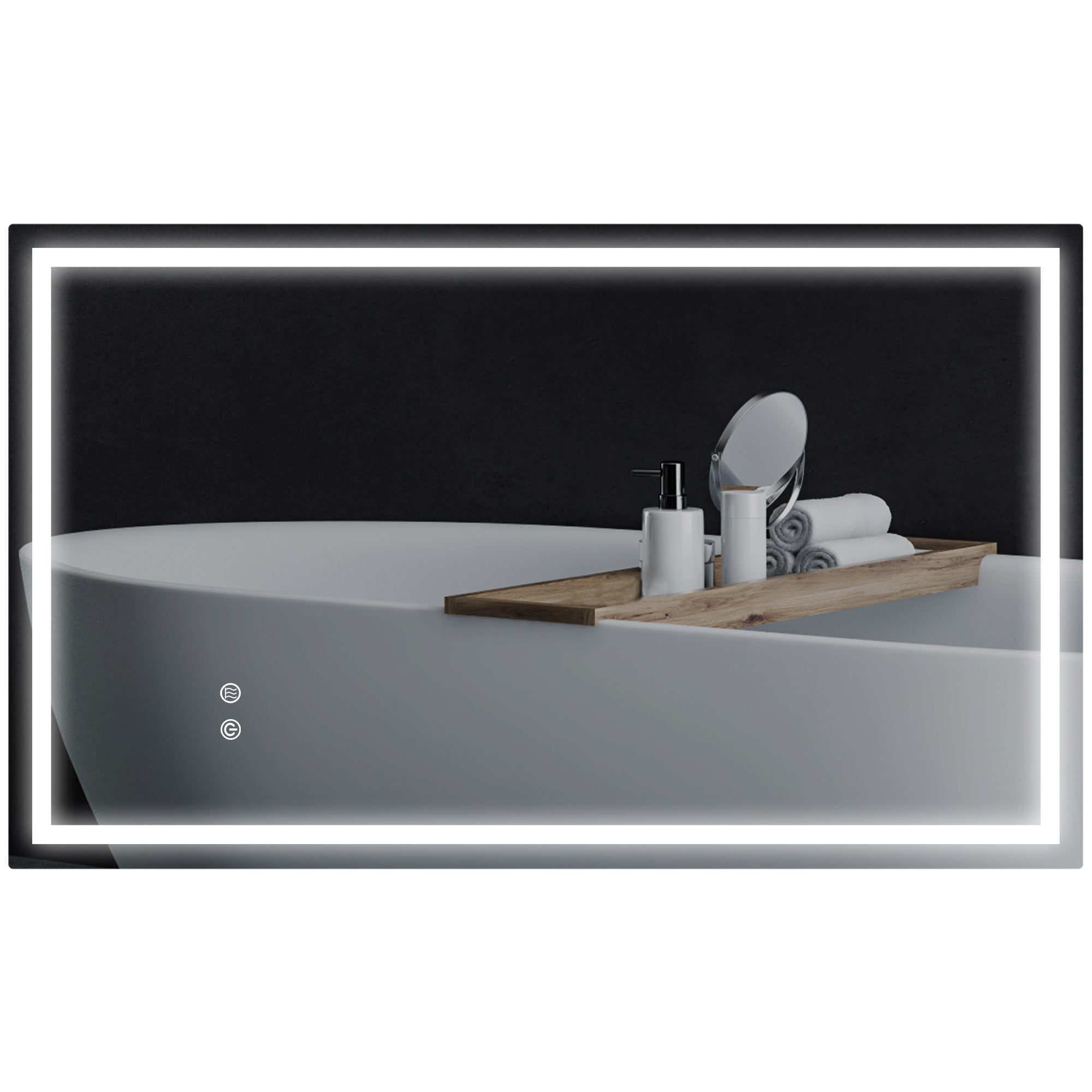 Miroir LED mural de salle de bain - 100L x 60H cm - tactile - antibué ...