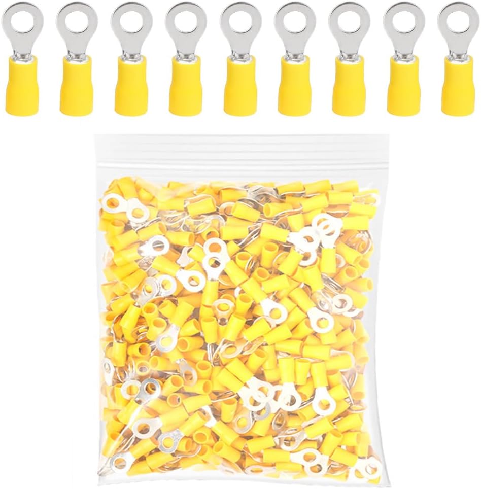 RV5.5 100 jaune anneau en cuivre connecteur terminal isolé 10-12 Ga fil à sertir kit de câble à ...