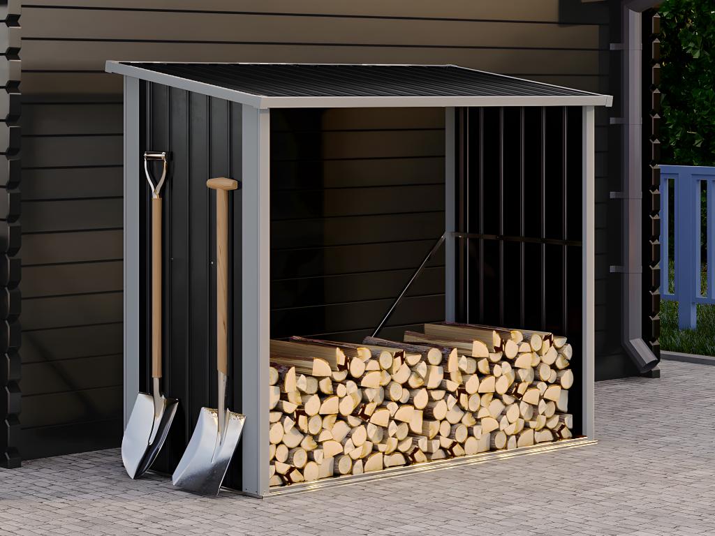 Caseta para leña de acero galvanizado 2,23 m3 Ancho 182 x Prof. 83 x ...