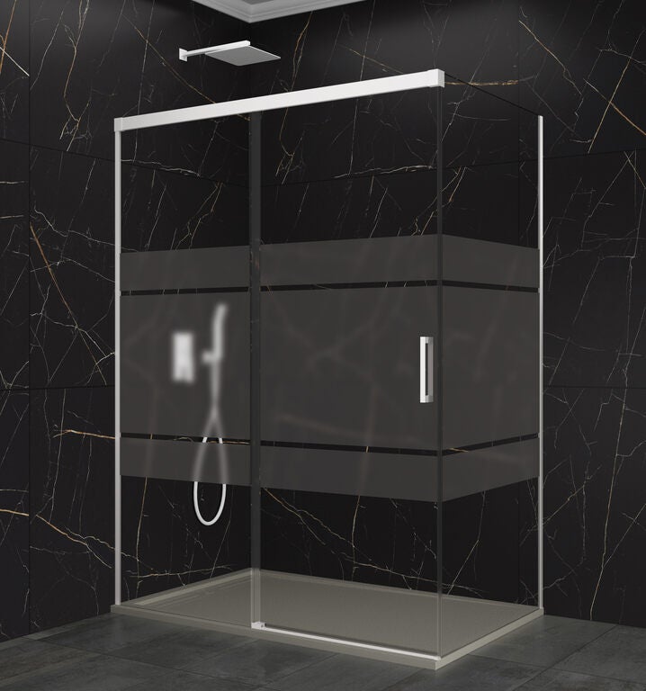 Paroi de douche frontale BASIC Fixe + Coulissante 150 cm + Latérale 70 ...