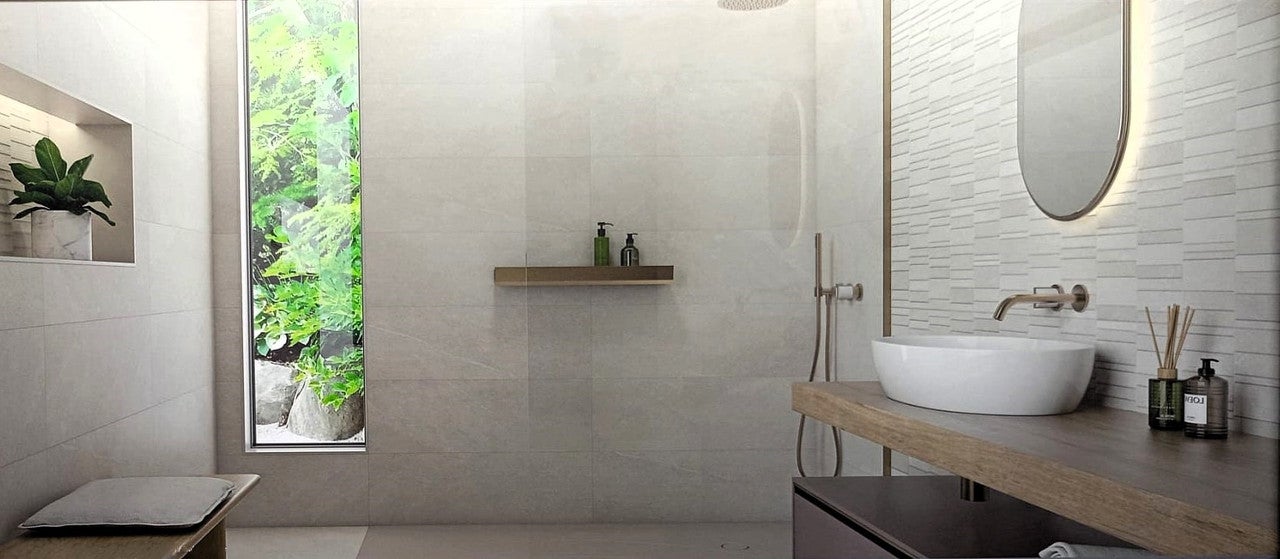 Azulejo Baltic Cream 30x90 RC | Leroy Merlin