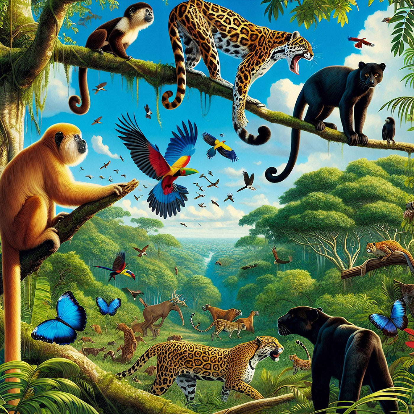 Papier peint panoramique Enfants - Animaux de la Jungle - Largeur 320 ...