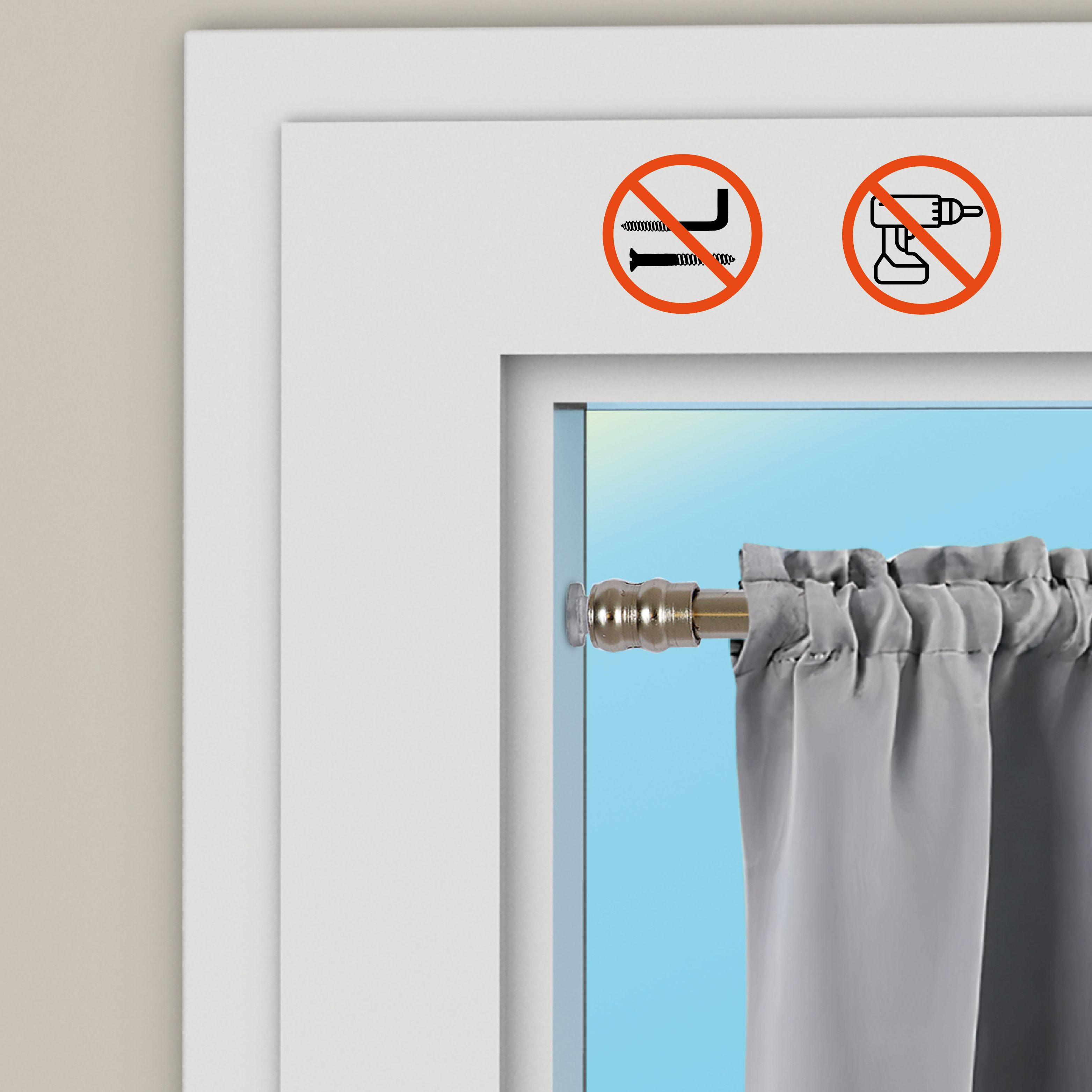 Barre de Vitrage Extensible DUO, Tringle à Rideaux sans Percage ...