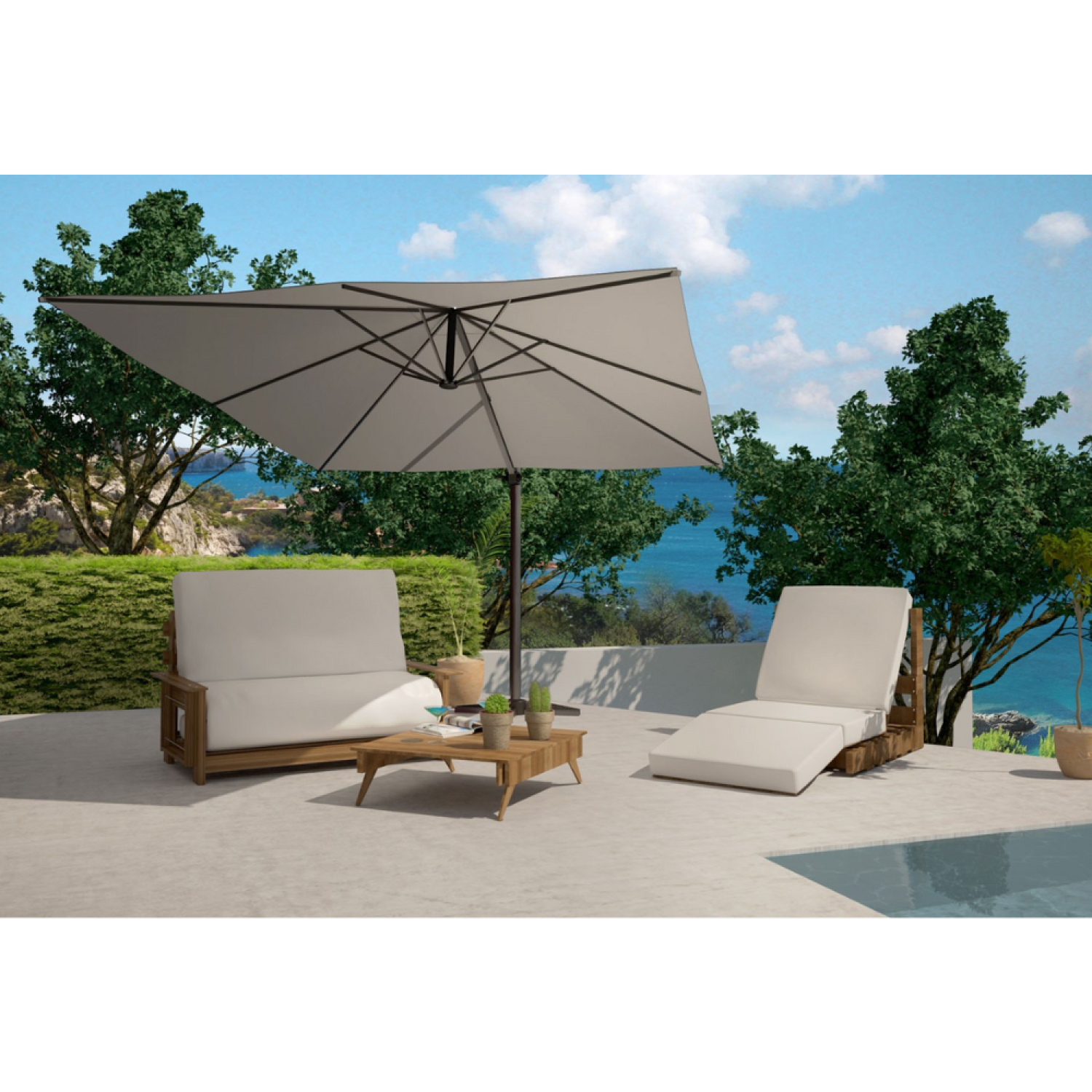 CESARE Parasol excéntrico 3 x 4 m gris | Leroy Merlin