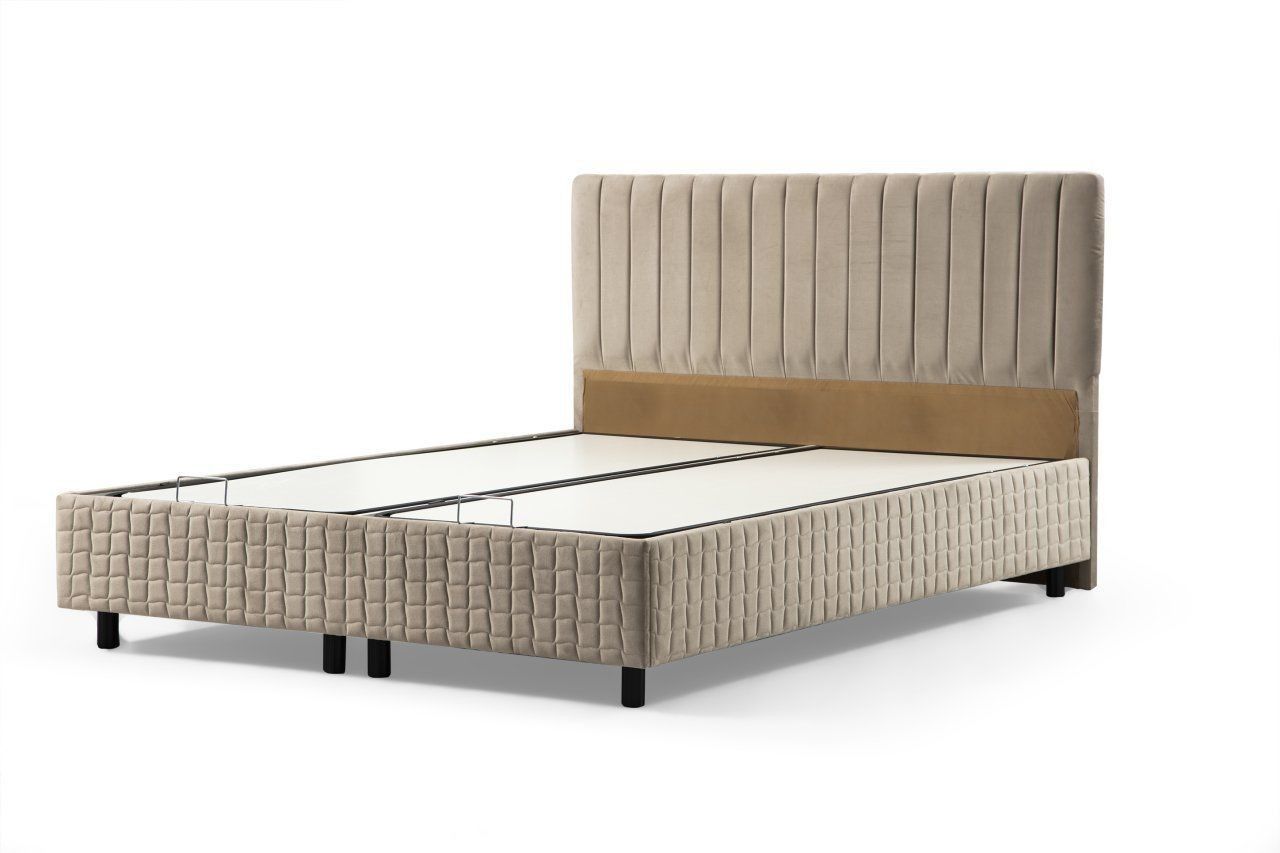 Lit double à sommier relevable Azein 160x200cm Velours Taupe | Leroy Merlin