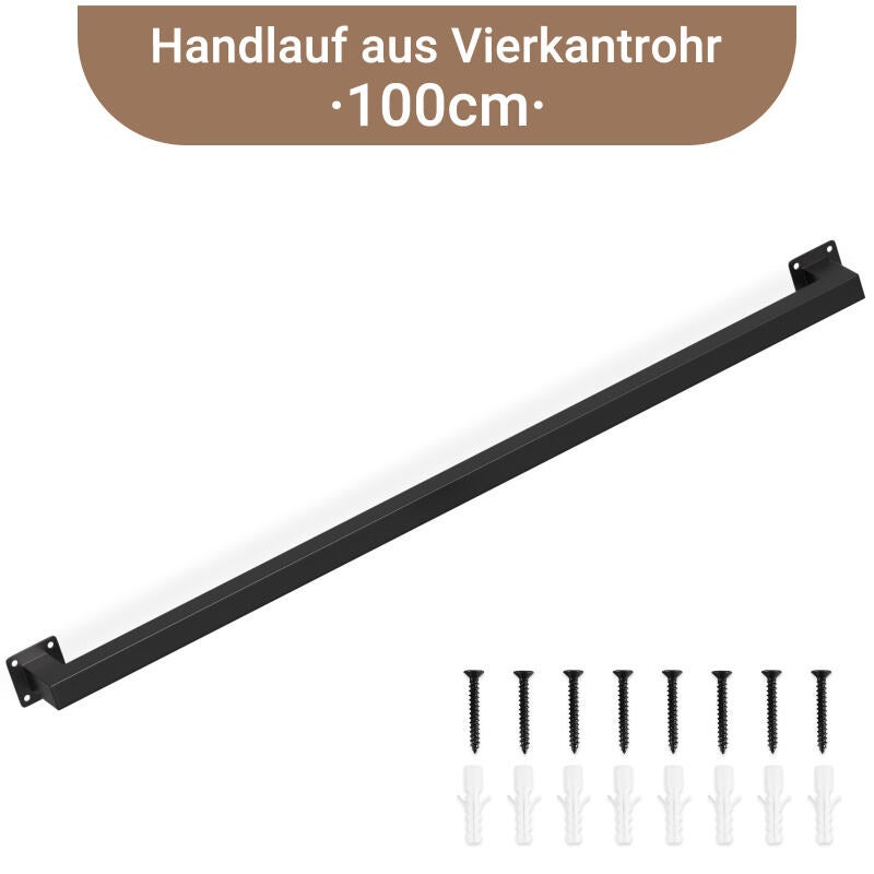 Kit pasamanos para escalera de 100 cm, negro, revestimiento metálico ...