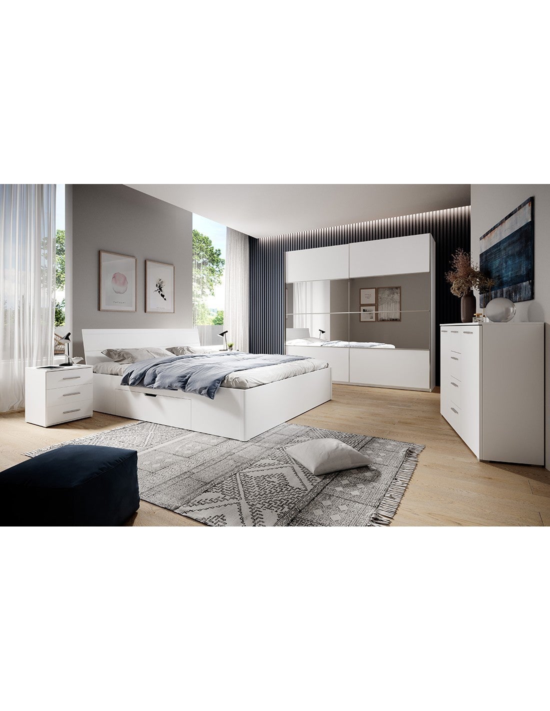 Chambre à coucher complète collection EOS : Armoire 150cm, Lit 180x200 ...