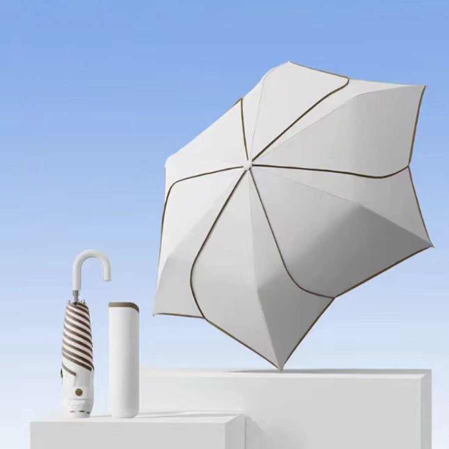 Paraguas plegable blanco con pétalos, protector solar, con protección ...