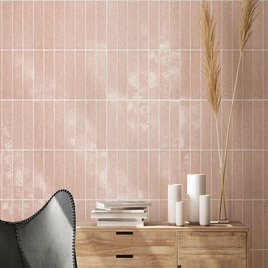 Carrelage Effet Zellige 6x20 Cm Laurel Clay Pink | Leroy Merlin