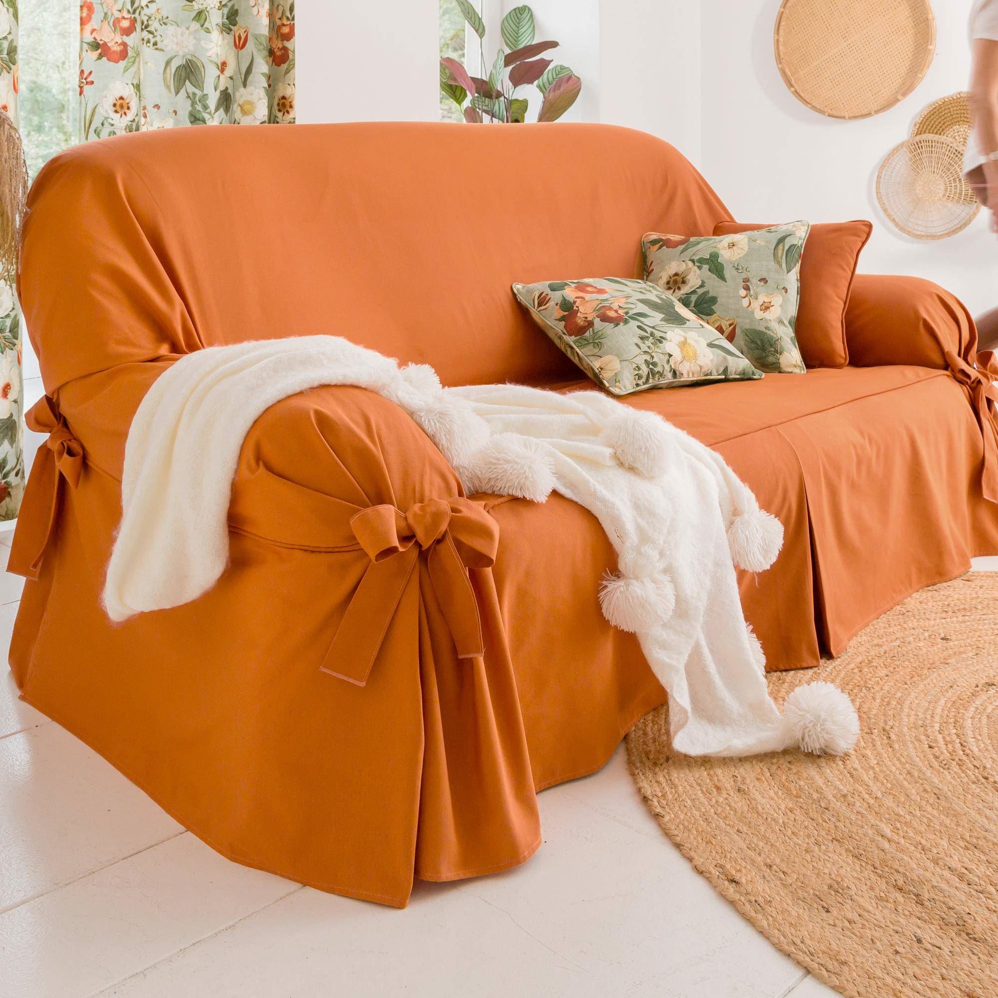 Housse fauteuil ABERDEEN 1 place orange abricot en coton | Leroy Merlin
