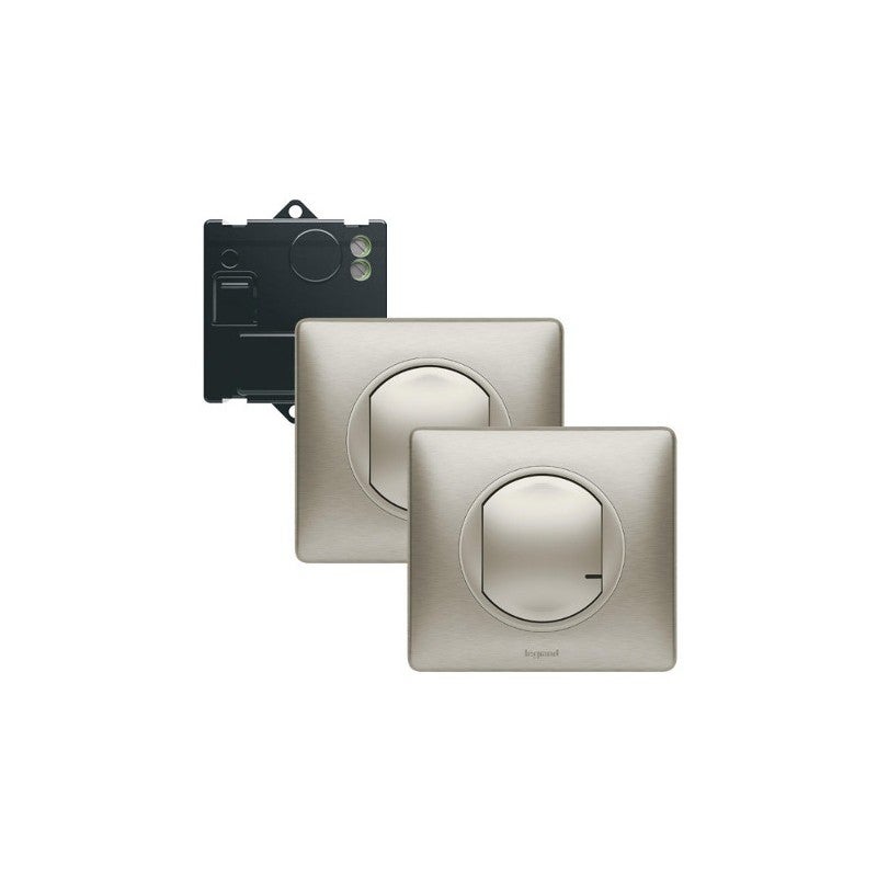 Prêt à poser Céliane - 2 commandes sans fil - 1 micromodule - 230V - Titane | Leroy Merlin