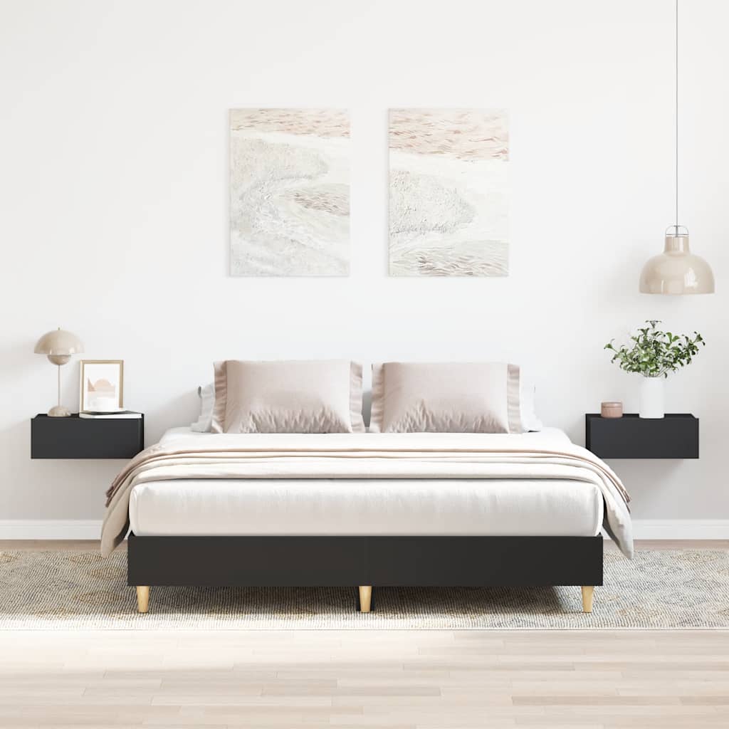 Cadre de lit sans matelas noir 150x200 cm en bois contrecollé | Leroy ...
