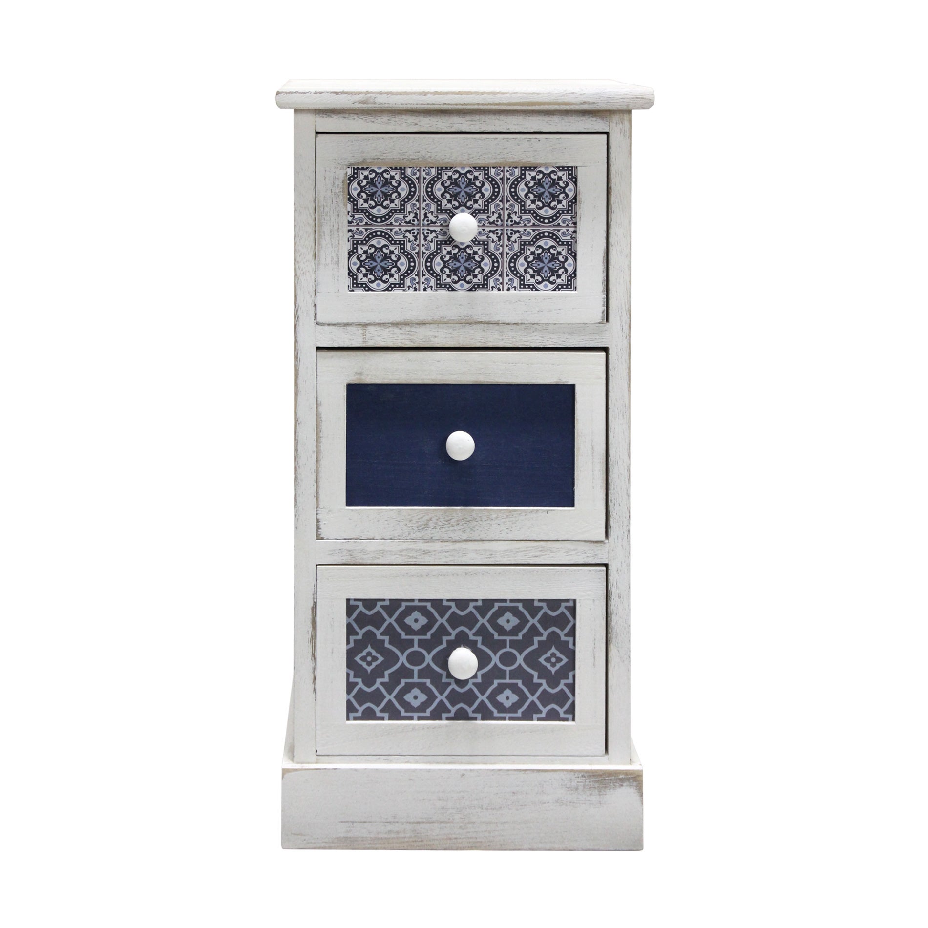 Mobili Rebecca Commode Armoire 3 Tiroirs Blanc Bois Retro 60 X 30 X 25 ...