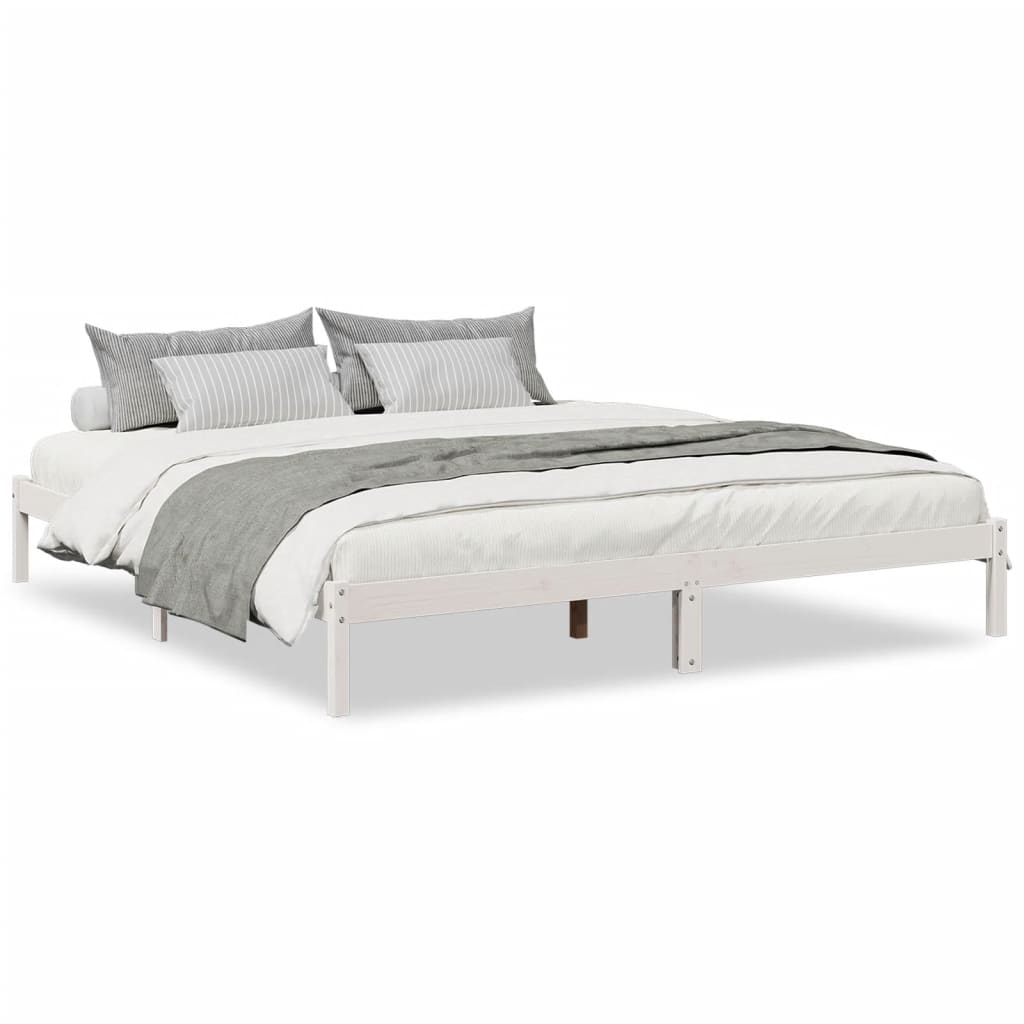 Lit extra long sans matelas, bois de pin massif, blanc, 200x210cm ...
