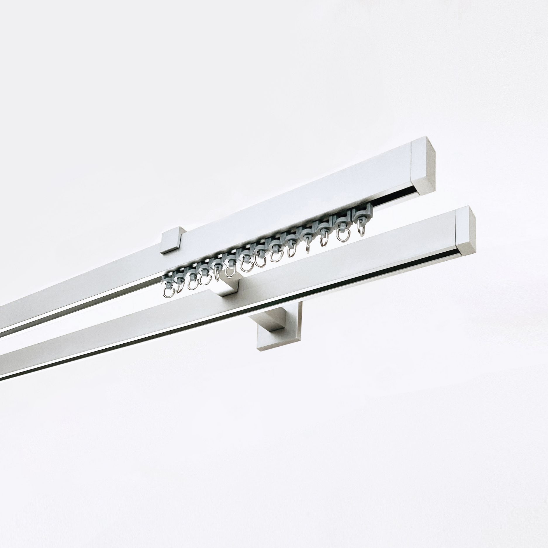 140 cm – Double Rail pour Rideaux, Argenté Clair, Fixation Murale ...