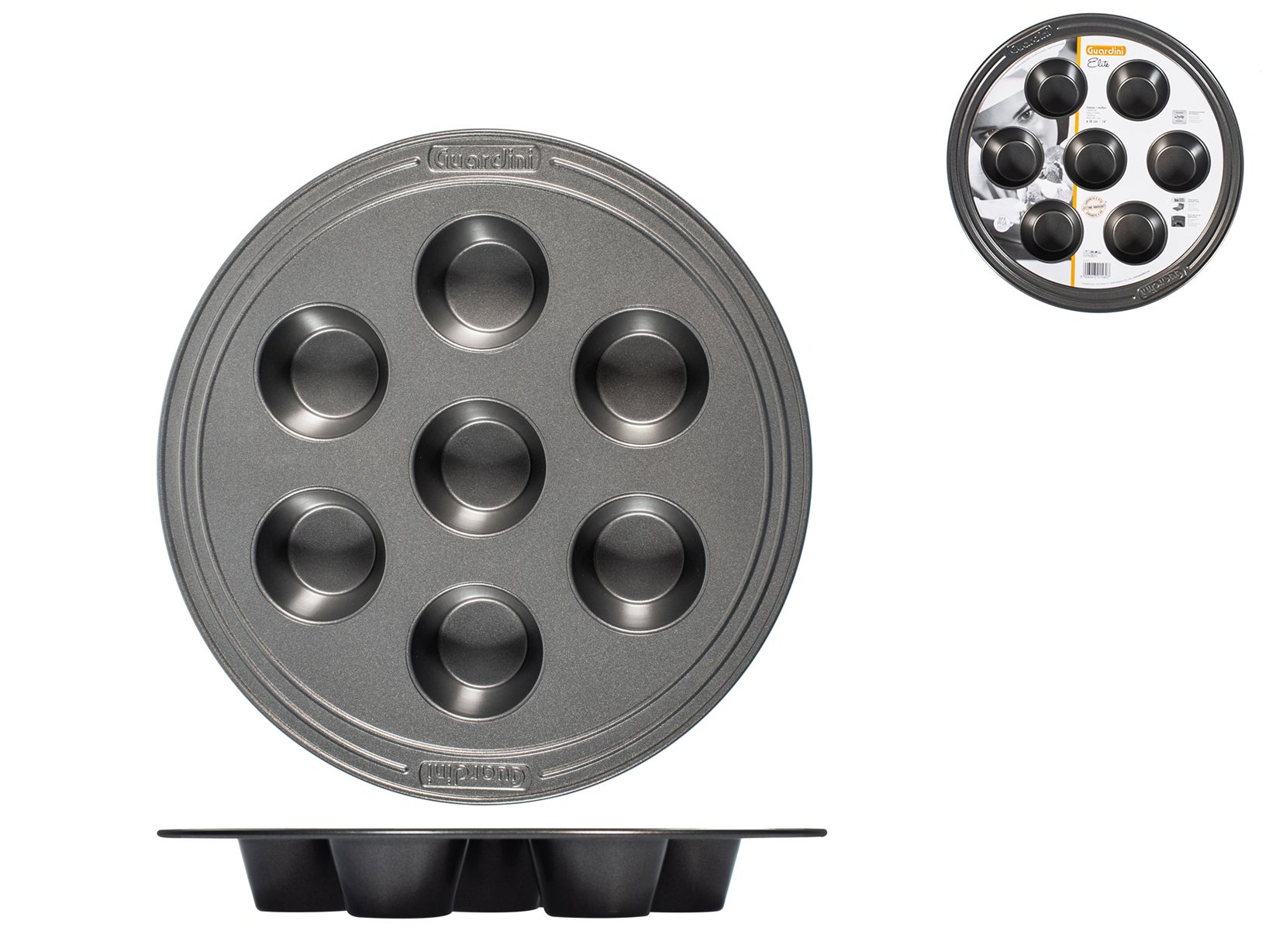 Molde de metal para magdalenas Guardini Elite negro antiadherente de 7 ...