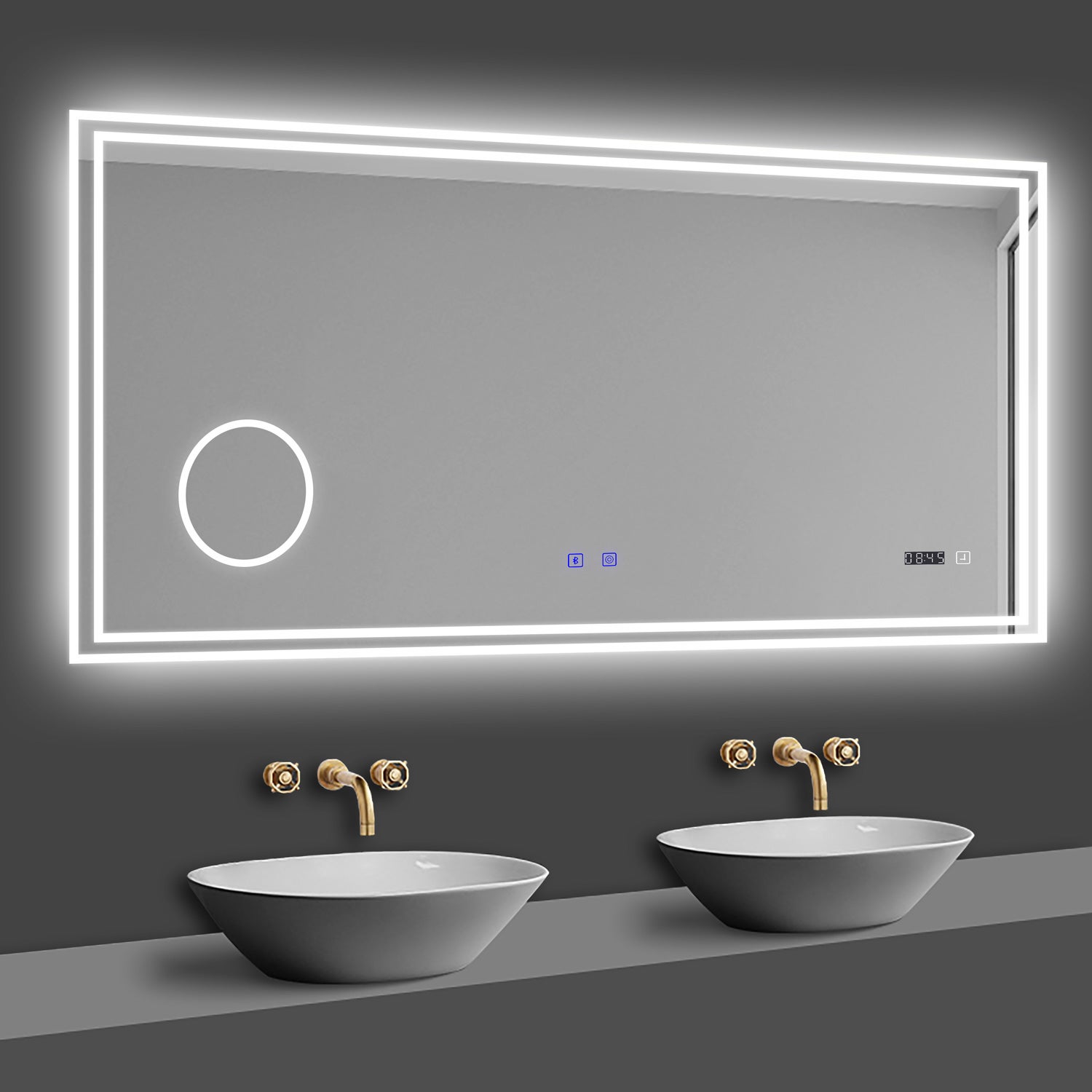 Miroir lumineux, 80 x 60 cm Miroir Grossissant 3x avec Bluetooth ...