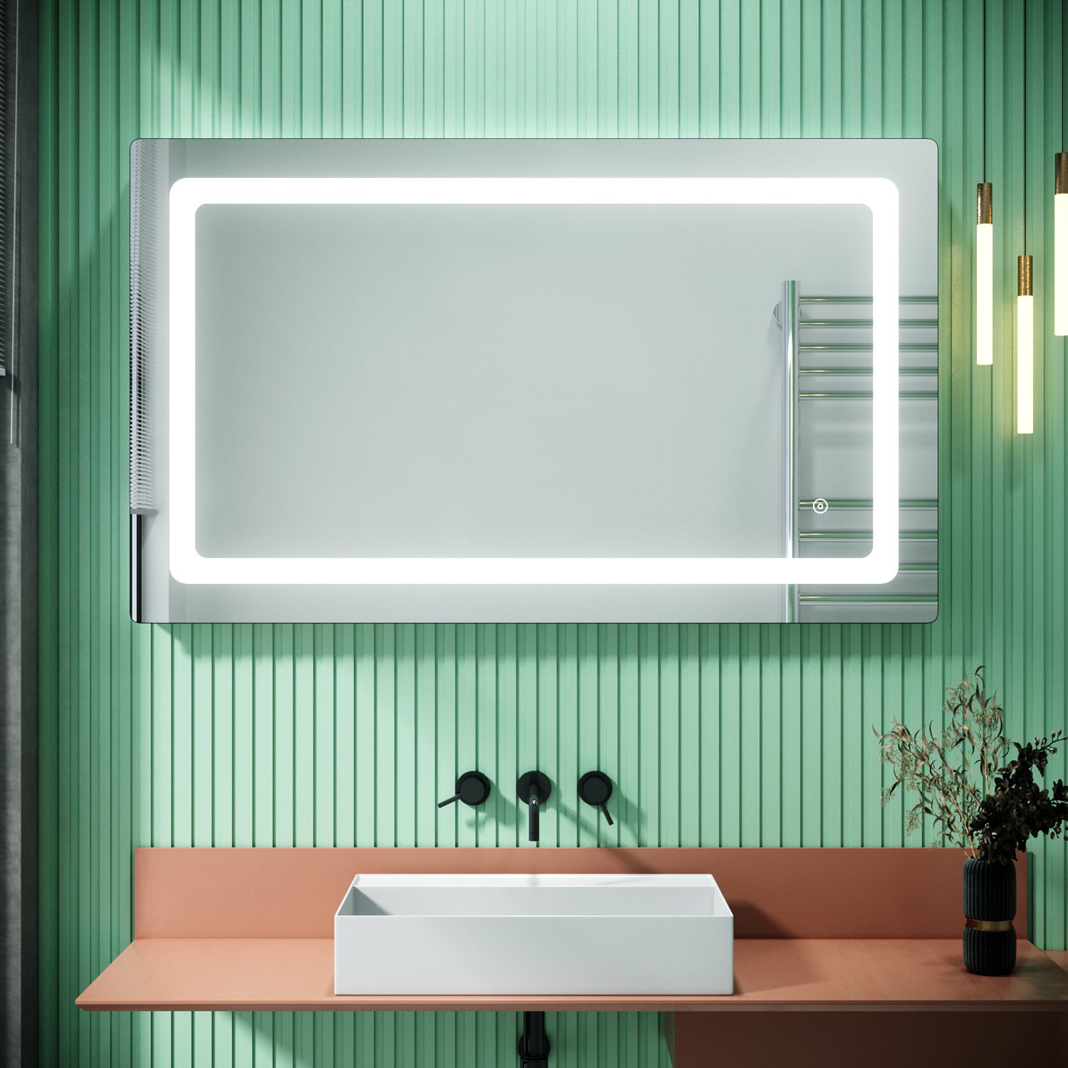 SIRHONA Miroir de Salle de Bain avec Éclairage LED 100x60cm avec Prise ...