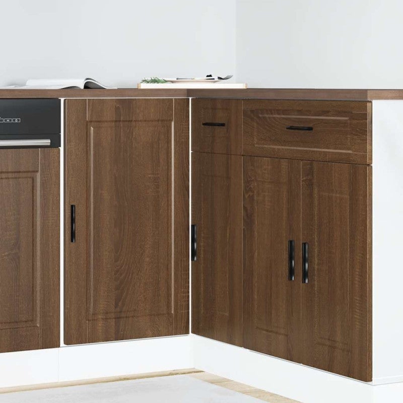 Mueble bajo de cocina porto roble marrón madera reconstituida vidaXL ...
