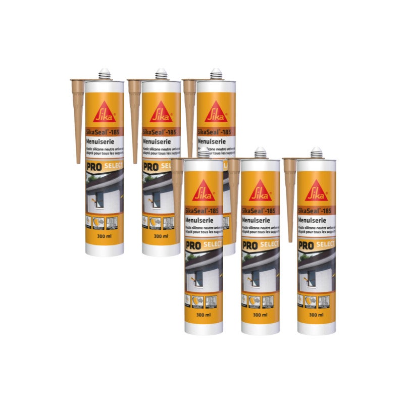 Lot de 6 mastics silicone SIKA Sikaseal-185 Menuiserie - Beige pierre ...