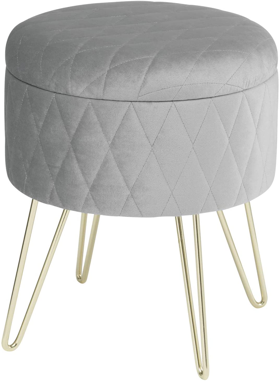 WOLTU Pouf coffre rond avec espace de rangement，siège en velours pieds ...