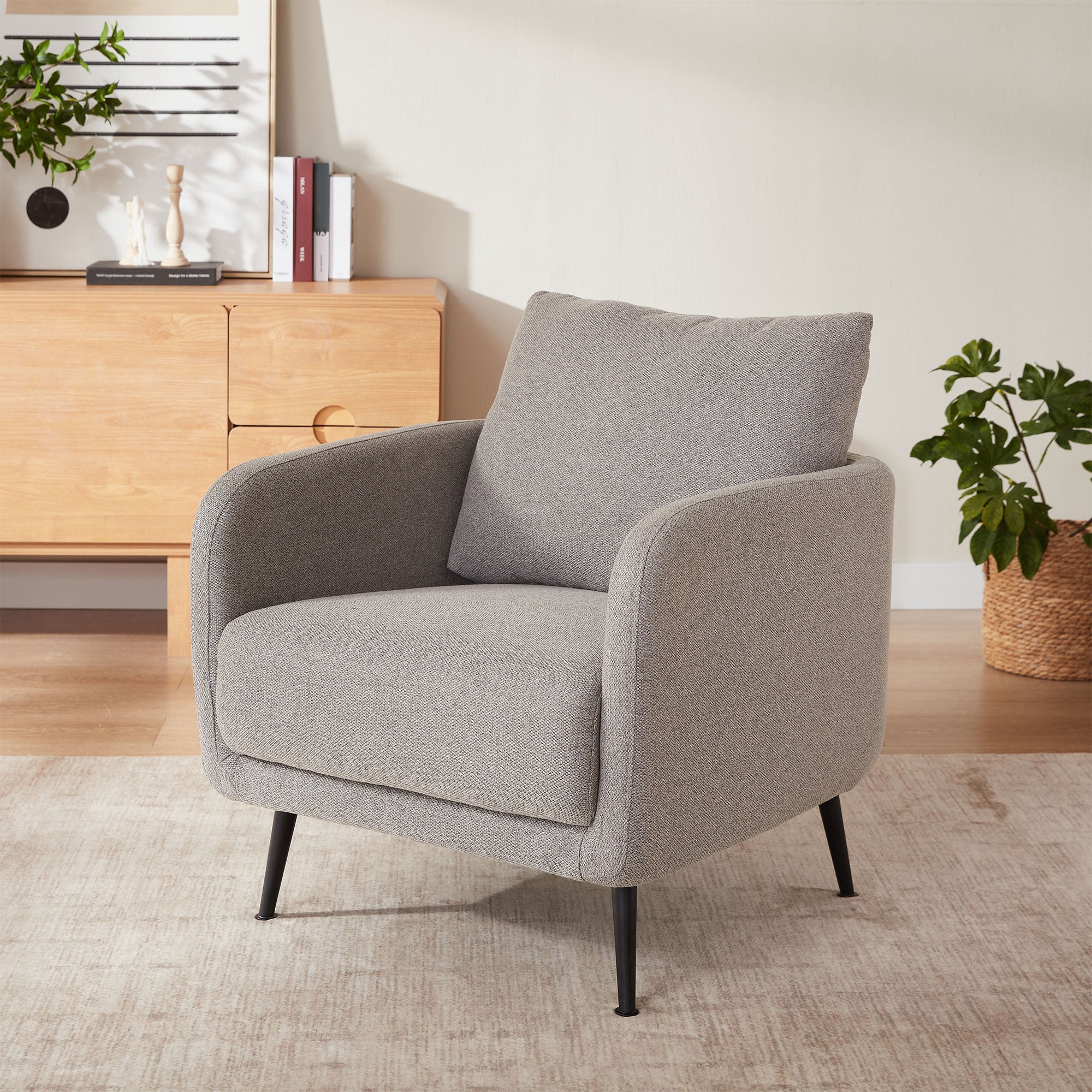 Fauteuil design EMMA tissu gris clair | Leroy Merlin