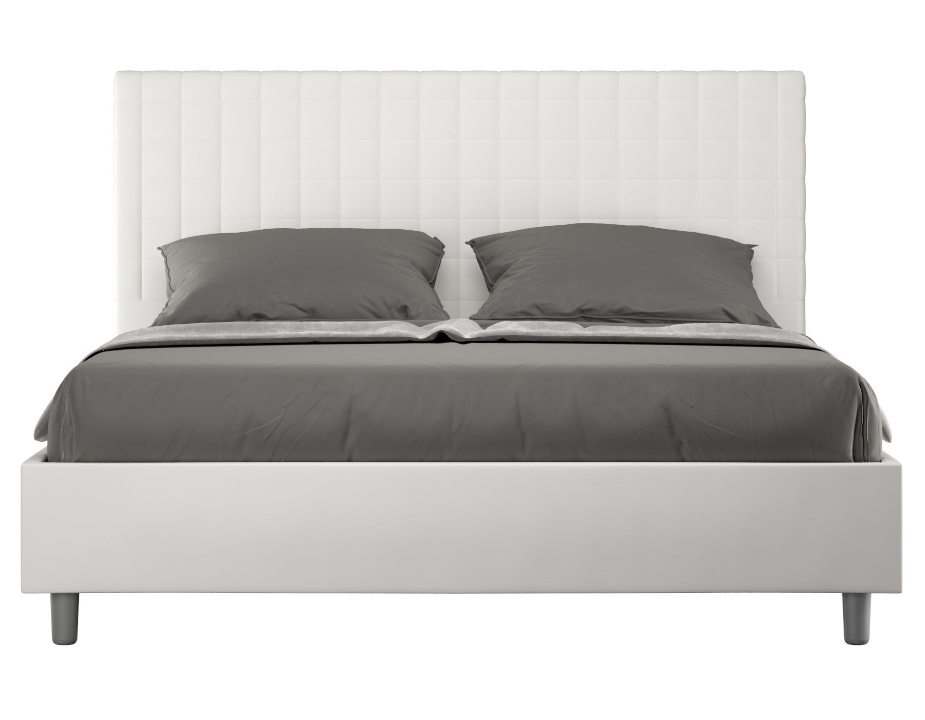 Lit capitonné 180x200 cm simili cuir blanc à carreaux Sunda-Option Avec ...