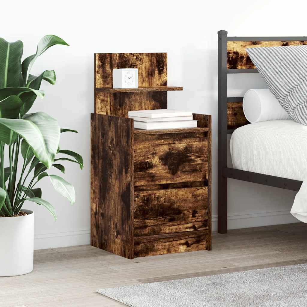 Tables de chevet avec 2 tiroirs 2 pcs chêne fumé 38x34x80 cm - PANGIVO ...