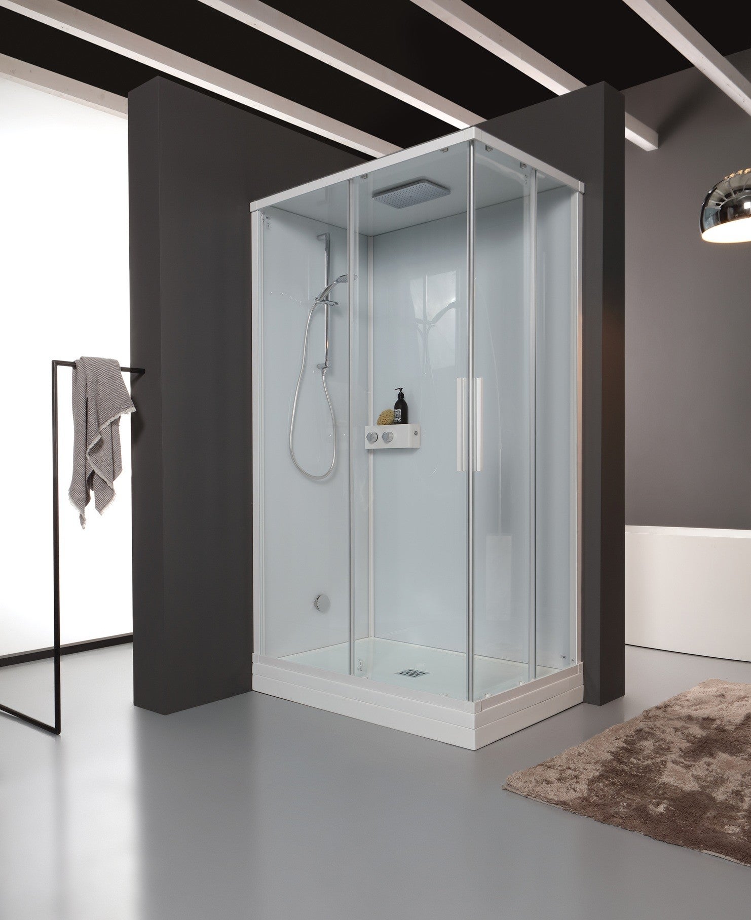 Cabina de ducha multifuncional con sauna de vapor y techo con cabezal ...