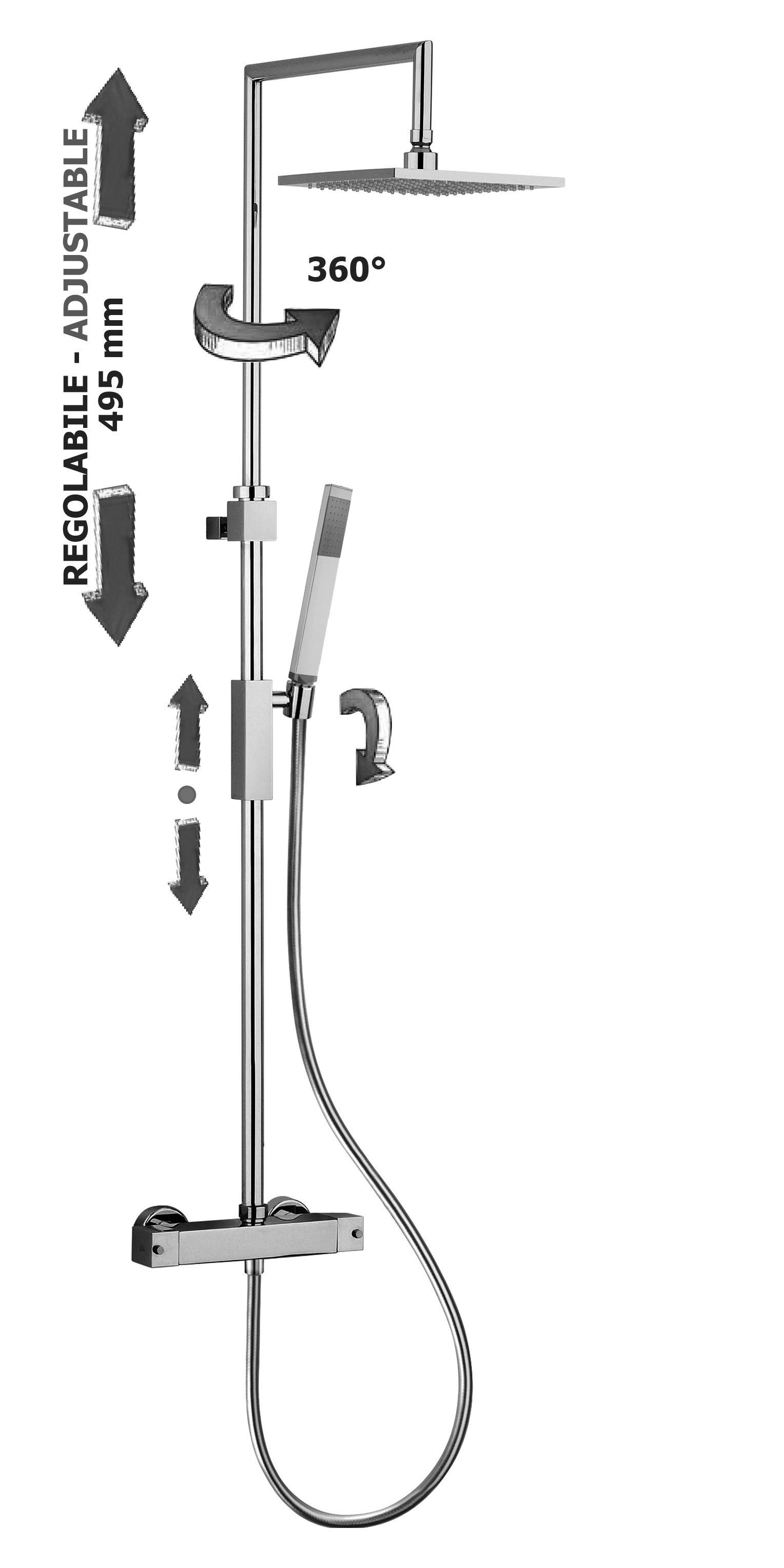 Colonne de douche thermostatique modèle carré Paffoni LEVEL ZCOL655CR ...