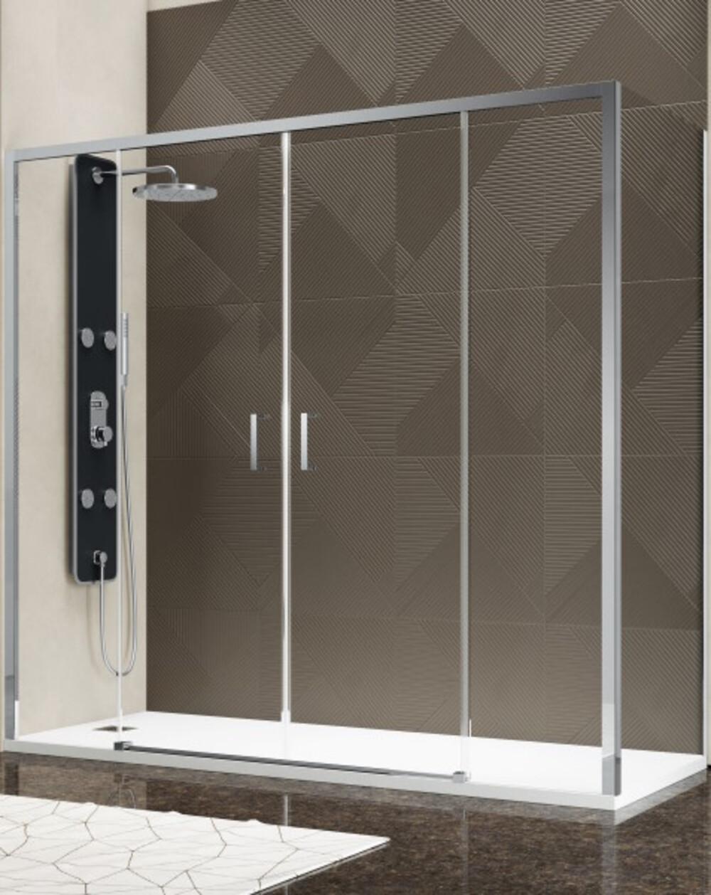 Mampara de Ducha 100x160 cm Alto 200cm 1 Cristal Fijo + Ap. 4 Vasos ...