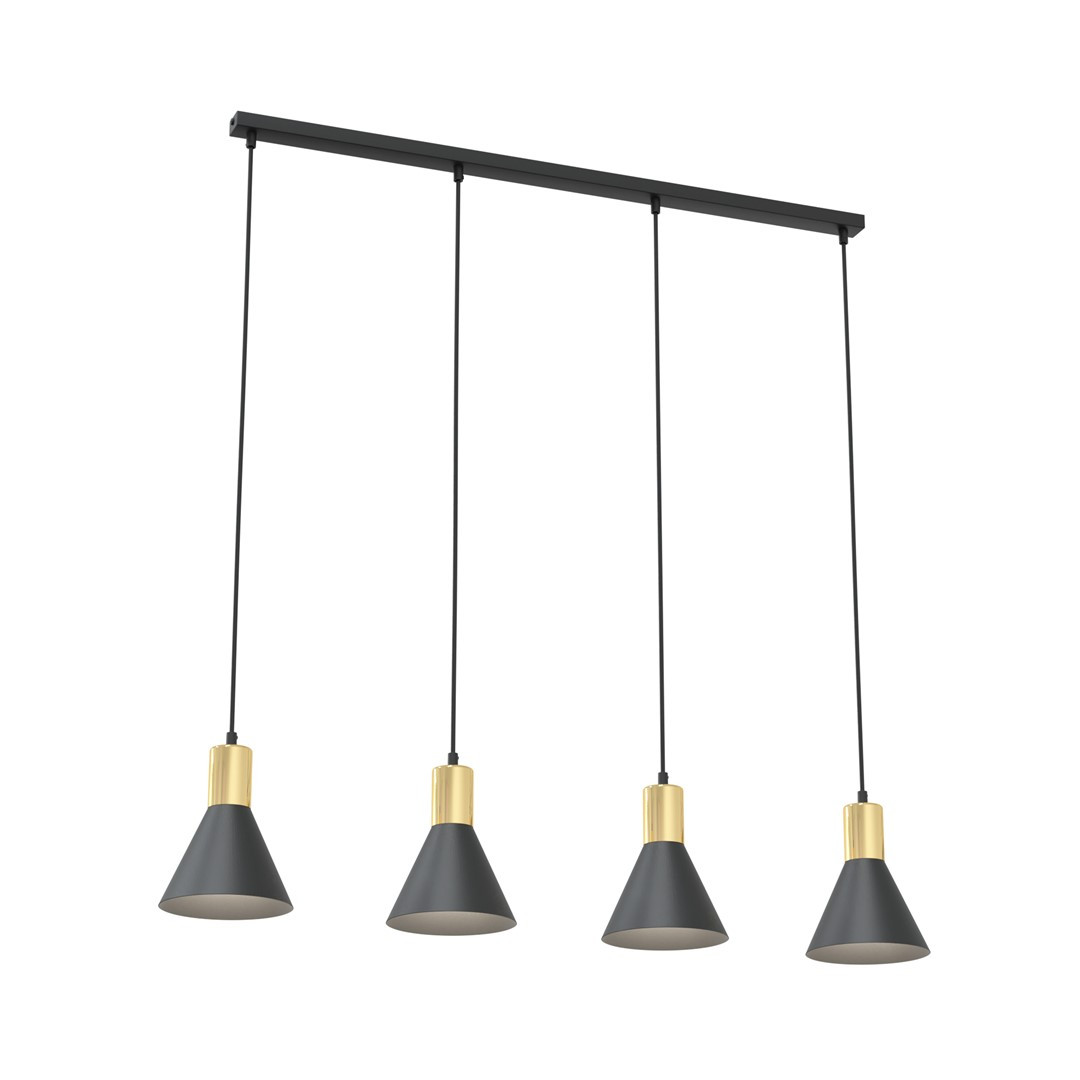 Suspension ROSA loft noir/or 4xE27 cônes 90cm Emibig | Leroy Merlin