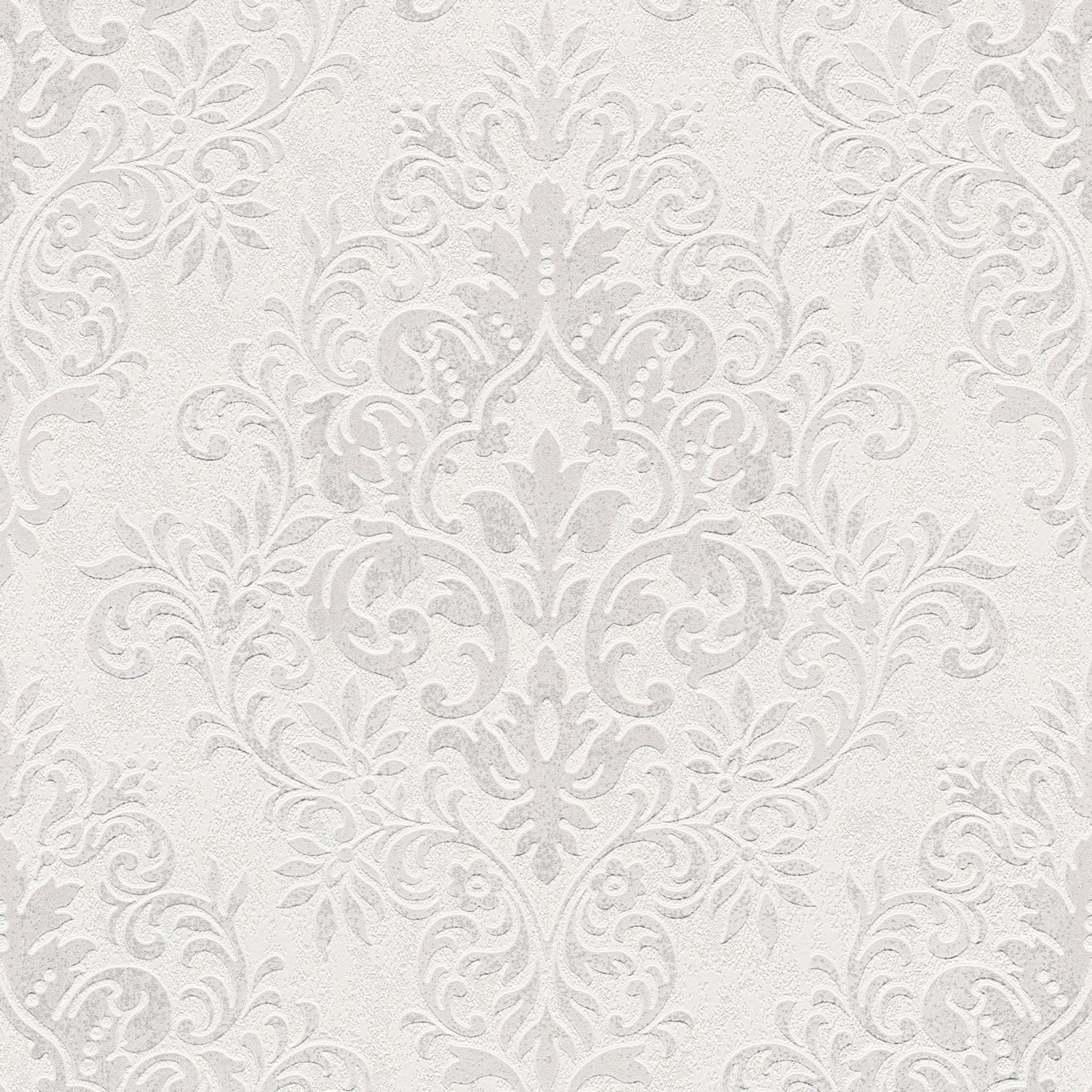 Papier peint baroque gris motif en relief Tapisserie baroque grise ...