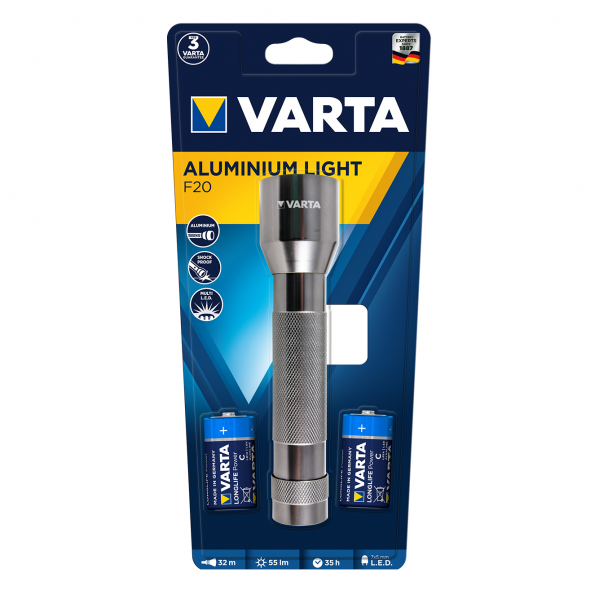 Linterna Led Varta 2xlr14 Incluidas Aluminio 18,2x4,2d | Leroy Merlin