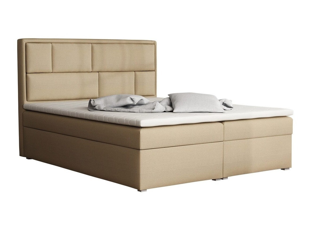 Lit boxspring Pomona 115, Continental, Double, Brun clair, 140x200 ...